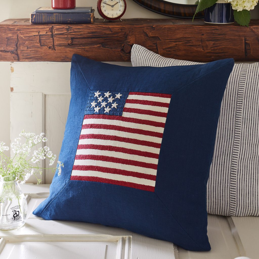 Indigo Flag Throw Pillow - Taylor Linens